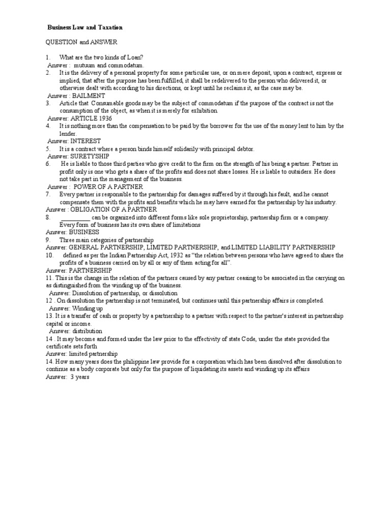 Question and Answer Taxation | PDF | Partnership | Liquidation