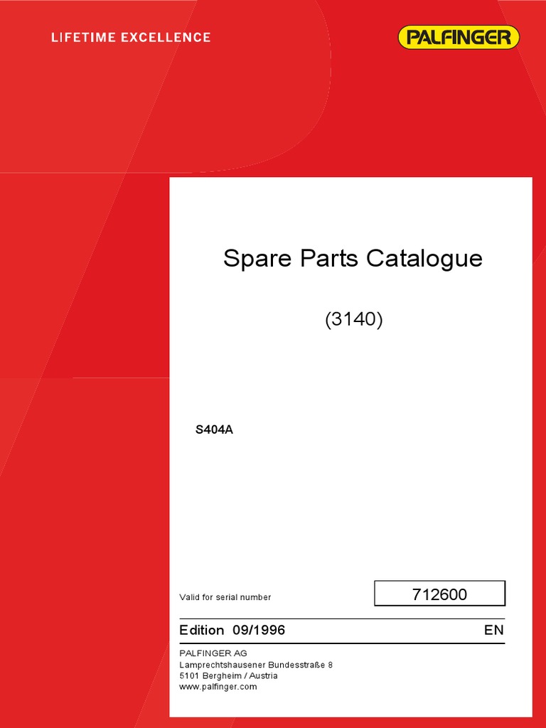 Spare Parts Catalogue for Palfinger Crane Column and Lifting Cylinder ...