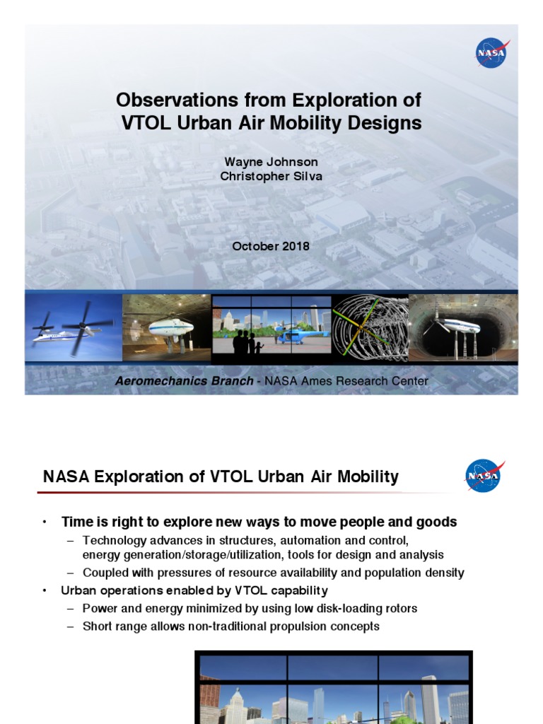 NASA Exploration of VTOL Urban Air Mobility Designs: Observations and ...