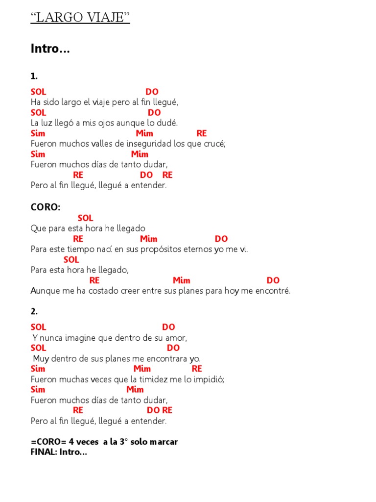 Letra y Acordes Largo Viaje | PDF