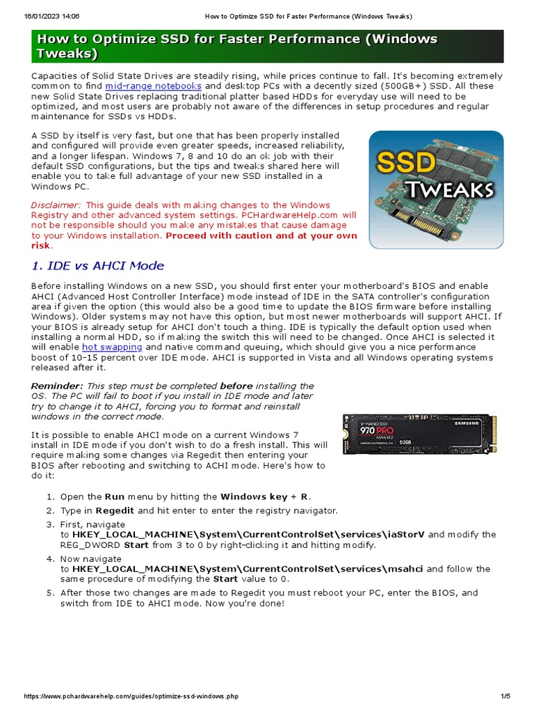 How To Optimize SSD For Faster Performance (Windows Tweaks) | PDF ...