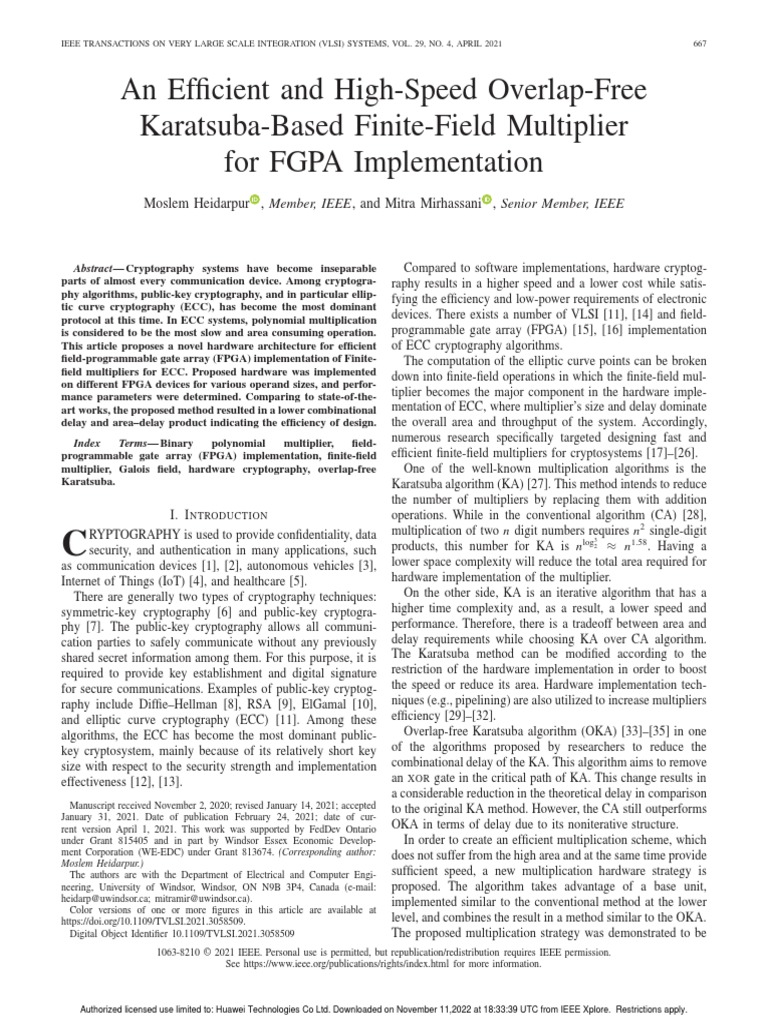 An Efficient and High-Speed Overlap-Free Karatsuba-Based Finite-Field ... An Efficient and High-Speed Overlap-Free Karatsuba-Based Finite-Field ...