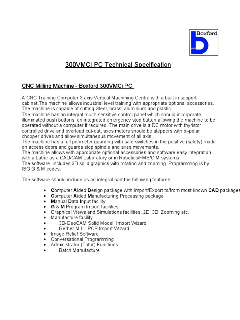 300VMCi PC Technical Spec If Cation | PDF | Numerical Control ...