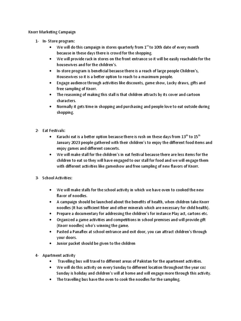 Knorr Marketing Campaign Strategies | PDF | Foods | Promotion And ...