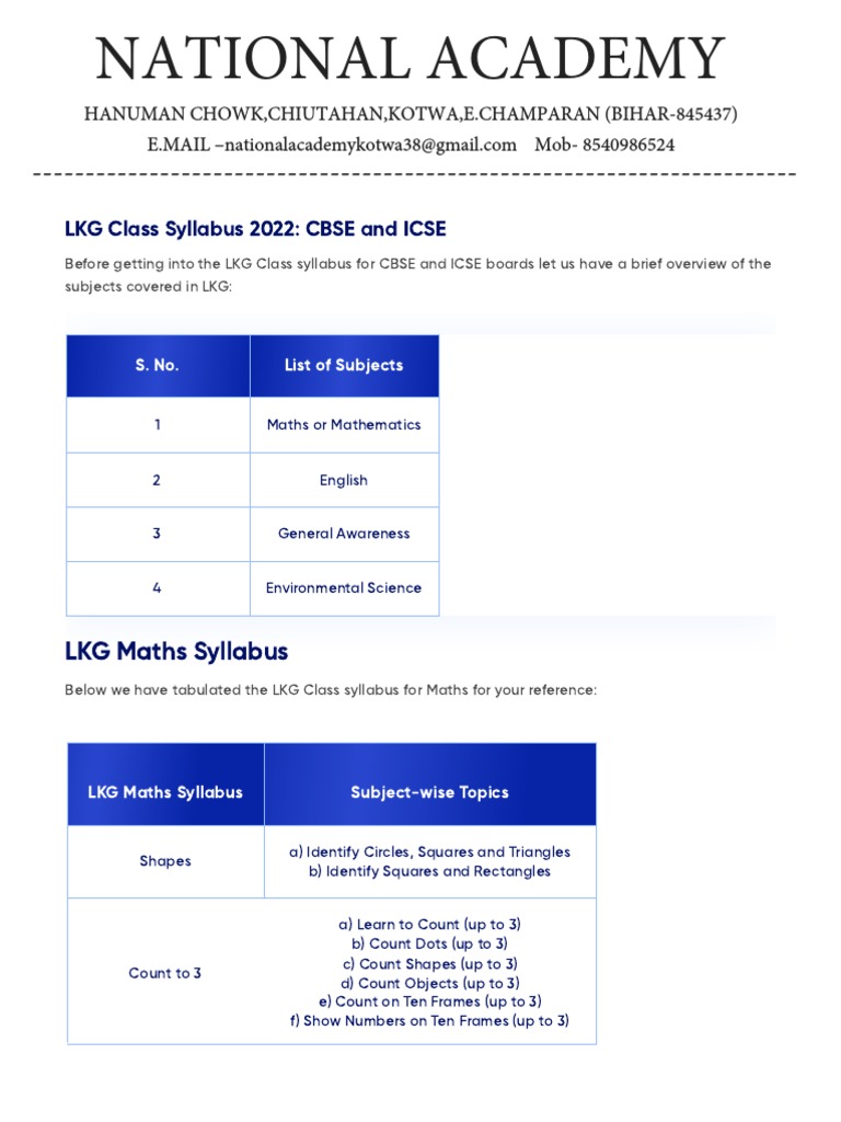 LKG Syllabus Overview: CBSE & ICSE | PDF | English Language | Rhyme