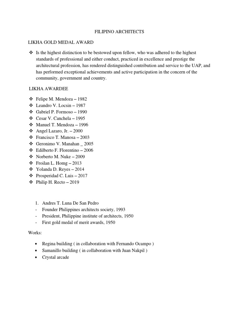Filipino Architects | Download Free PDF | Manila | Architect