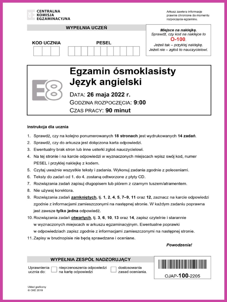 Angielski E8 2022 | PDF