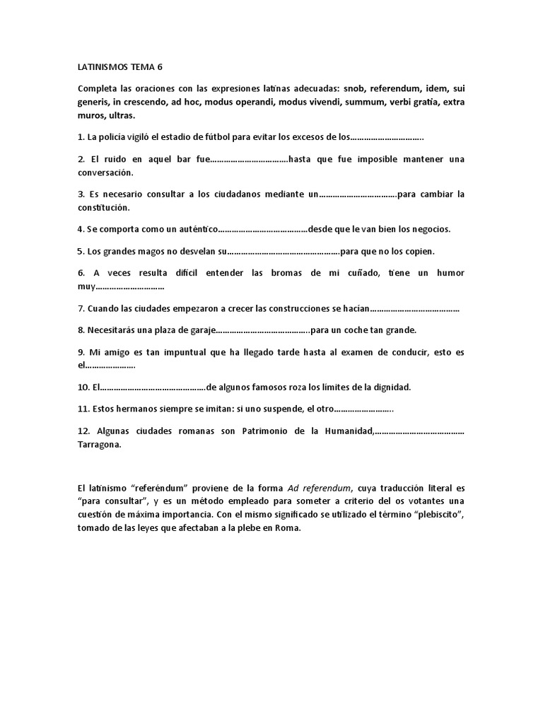 Latinismos Tema 6 | PDF