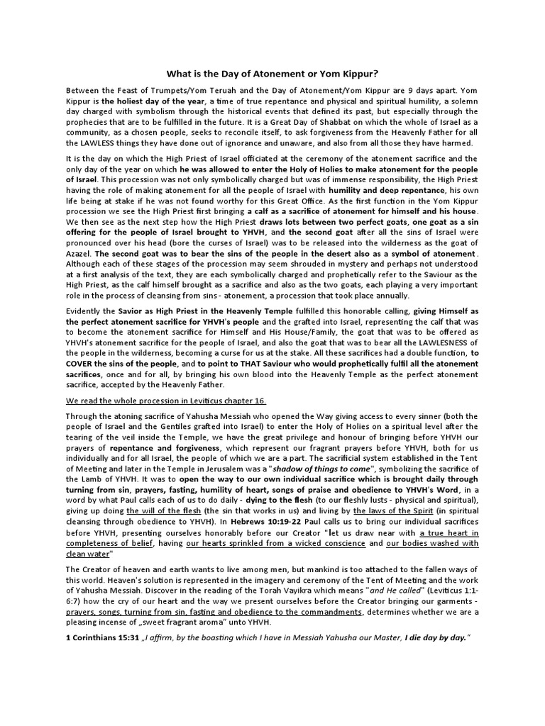 Day of Atonement - Yom Kippur - Ziua Ispasirii | PDF | Yom Kippur ...
