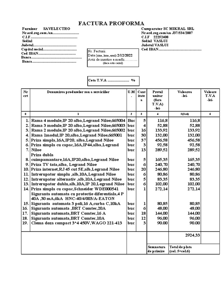Model Factura Proforma | PDF