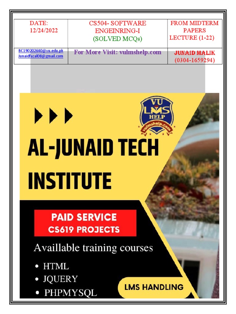 Cs504 Midterm Solved Mcqs by Junaid | PDF | Object (Computer Science) | System