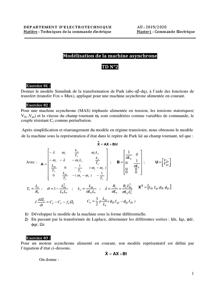 Modélisation de la machine asynchrone | PDF | Électrotechnique ...