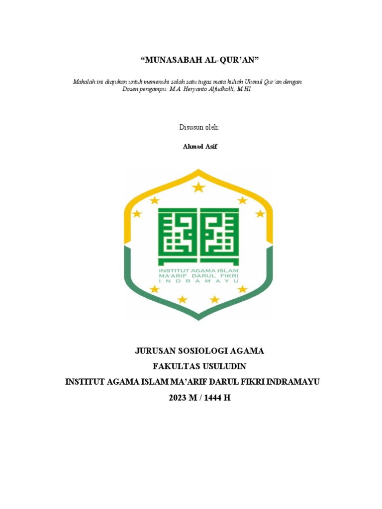 Pengertian dan Fungsi Munasabah Al-Qur'an | PDF