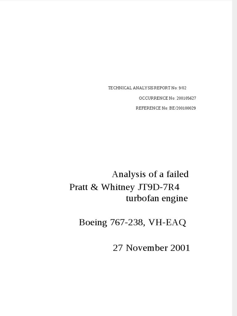Pratt & Whitney JT9D Engine Failure Analysis | PDF | Fracture | Fatigue ...