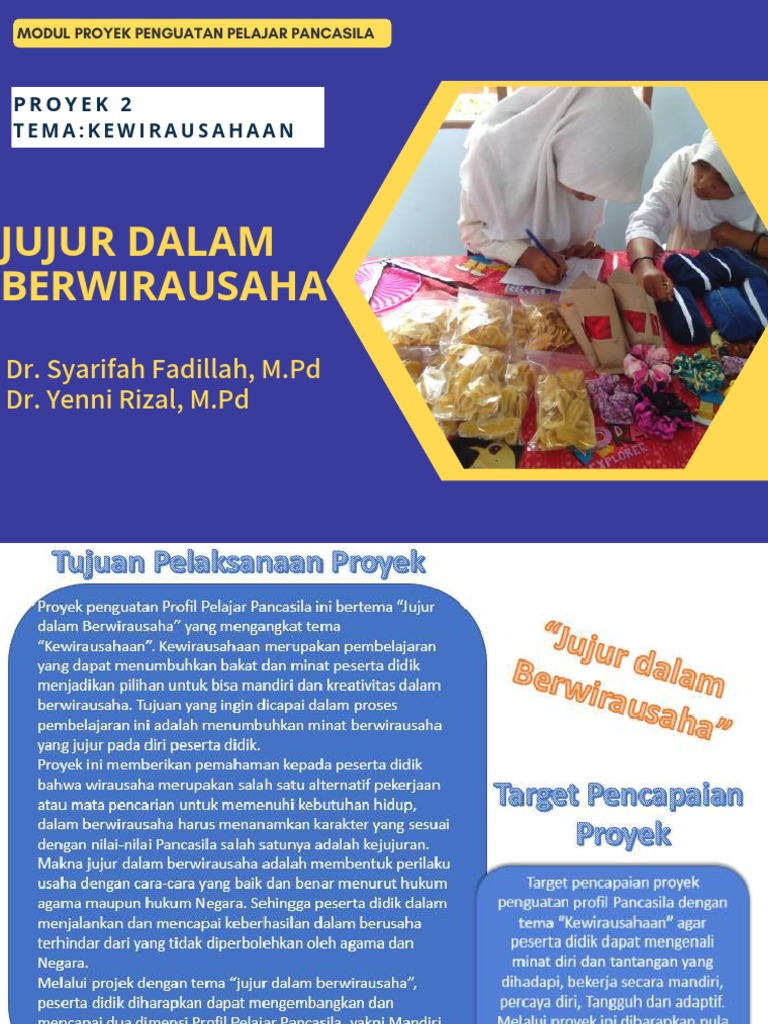 Modul Projek Kewirausahaan - Jujur Dalam Berwirausaha - Fase D | PDF