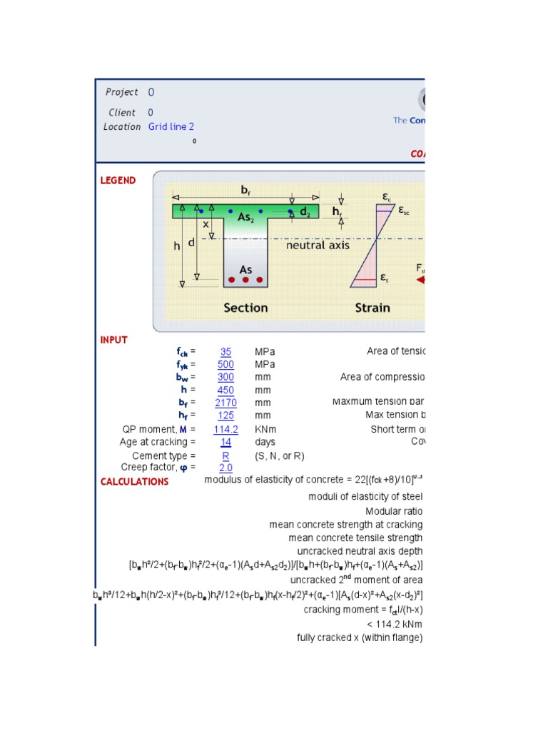 Crack Width Cal-T Beam-Euro Code | PDF | Young's Modulus | Strength Of ...