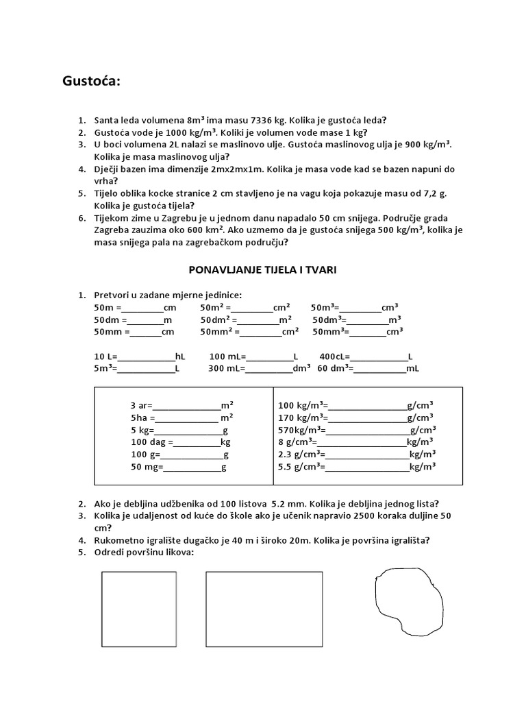 Zadaci - Tijela I Tvari | PDF
