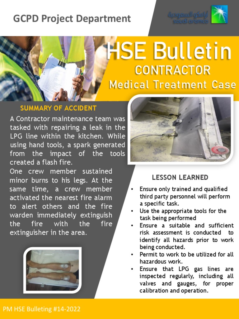 PM HSE Safety Alert - Contractor Medical Treatment #14-2022 | PDF