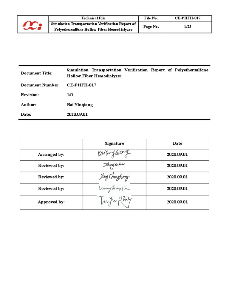 (CE-PHFH-017) - Transportation Validation Report-1.0 | PDF | Verification And Validation ...