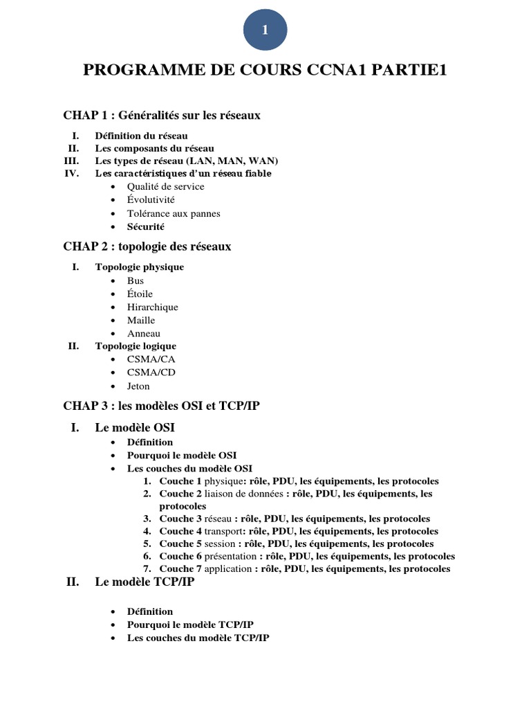 Introduction aux Réseaux CCNA1 | PDF | Transmission des données | la ...