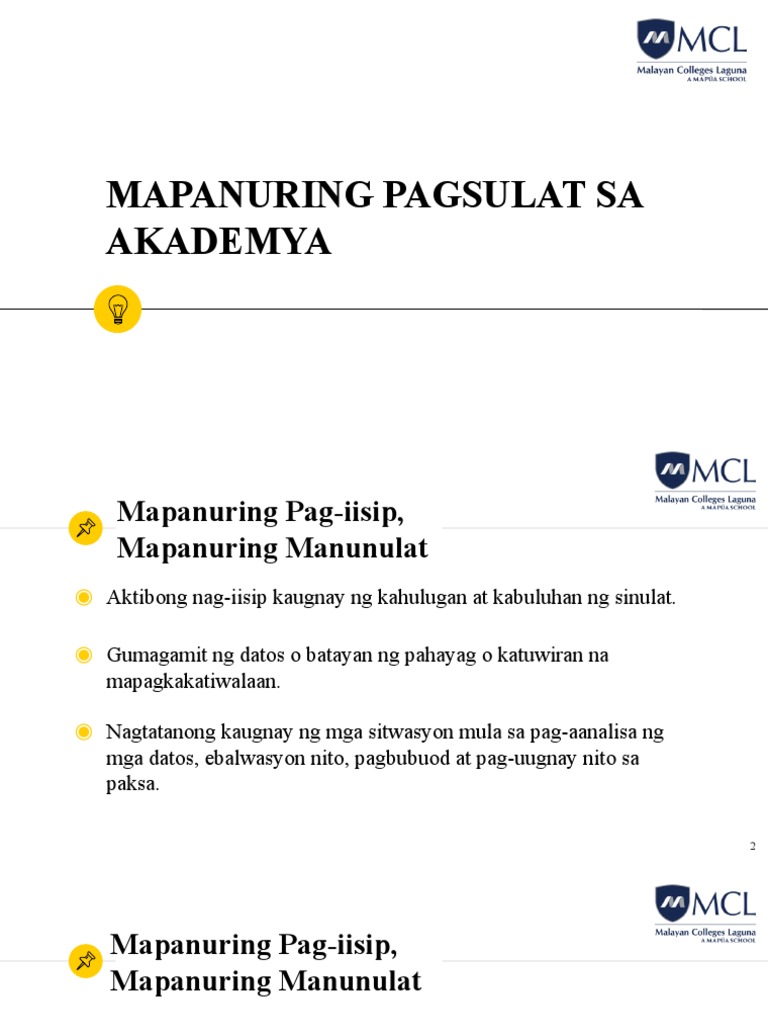 Aralin 2-Mapanuring Pagsulat Sa Akademya | PDF