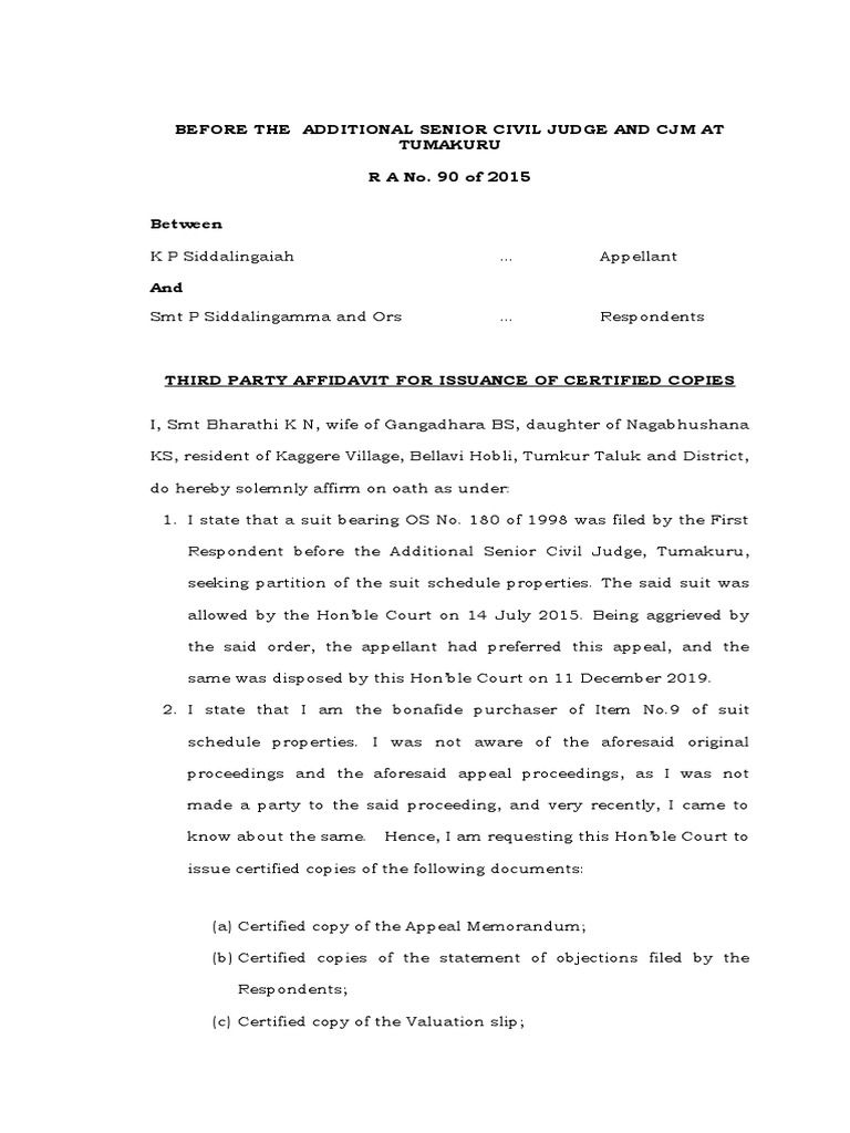Third Party Affidavit - RA | PDF | Affidavit | Lawsuit
