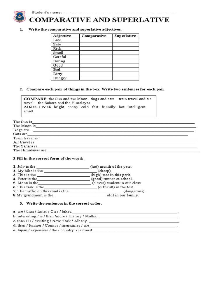 Comparatives - and - Superlatives Workshop | PDF | Linguistic ...