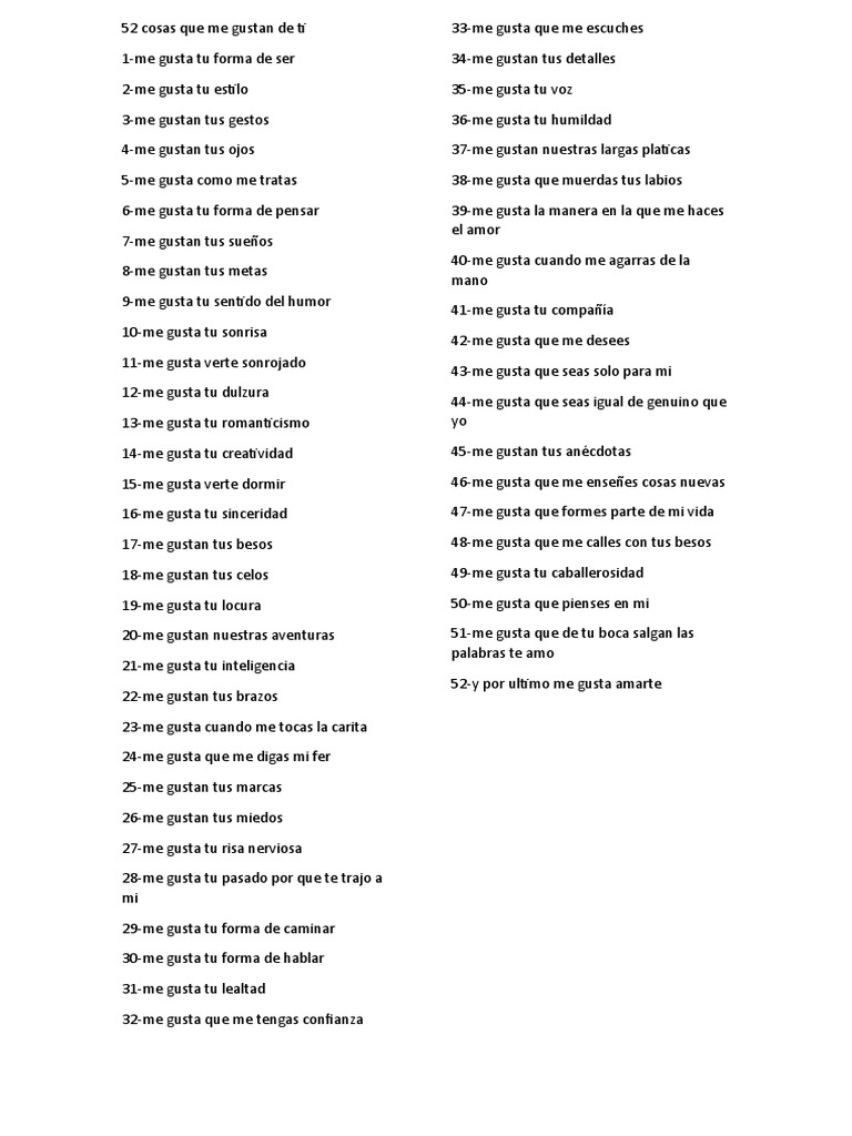 52 Cosas Que Me Gustan de Ti | PDF