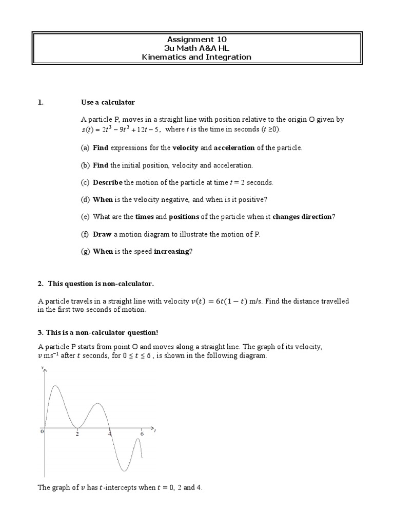 Kinematics, Integrals, and Volume of Rotation: An Assignment on ...
