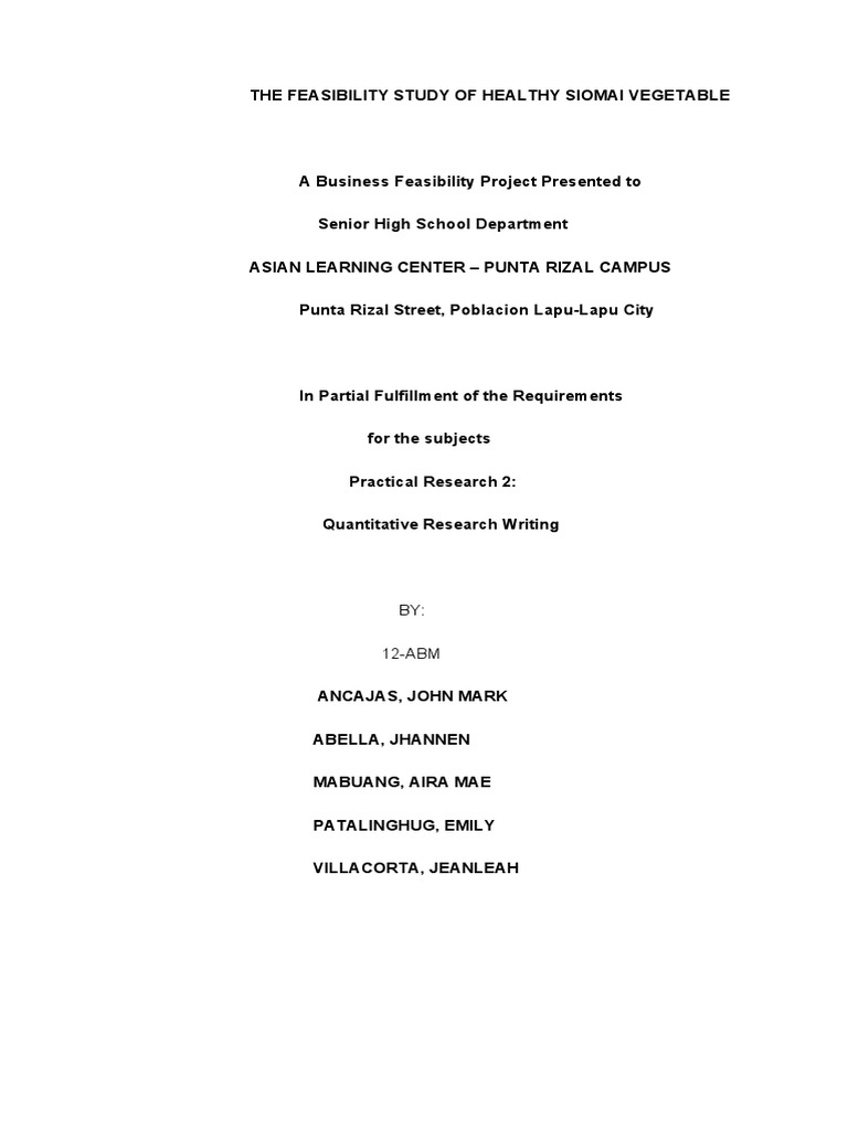 Final Chapter Research Abm 1 | PDF | Senses | Foods