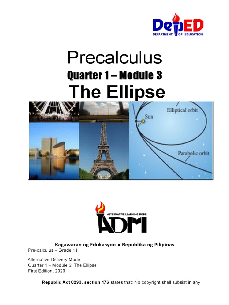 Precalculus Q1 Mod3 The-Ellipse v5 | PDF | Ellipse | Analytic Geometry