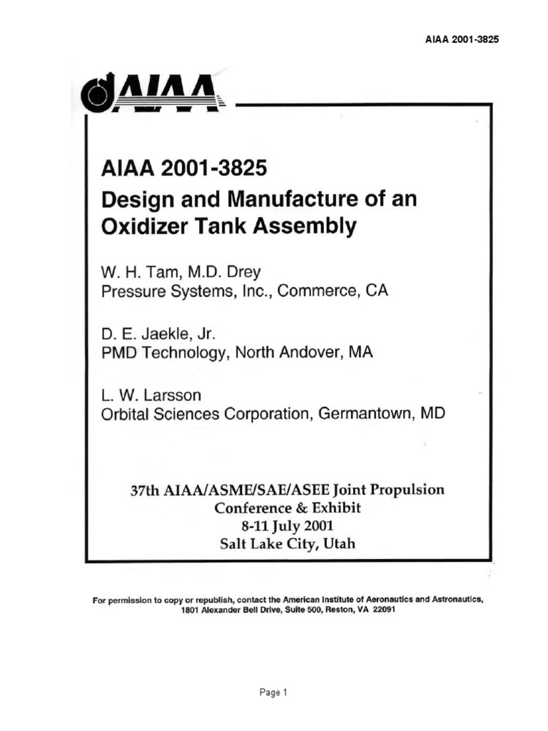 Design and Manufacture of An Oxidizer Tank Assembly | PDF