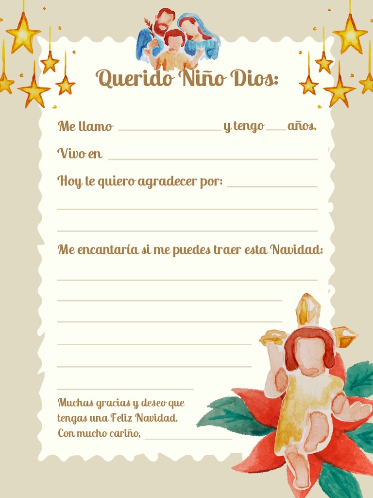 Plantilla de carta al Niño Dios | PDF
