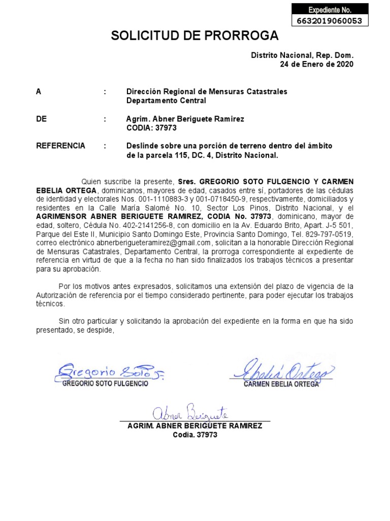 Solicitud de Prorroga | PDF