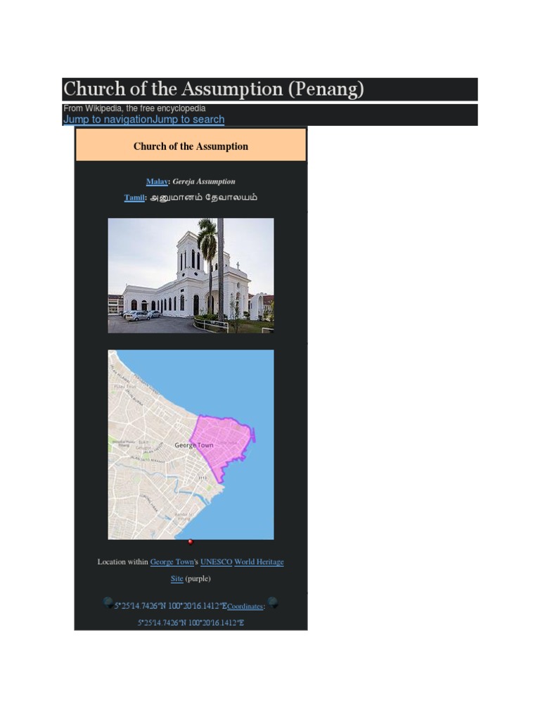 Church of The Assumption (Penang) : Jump To Navigationjump To Search | PDF