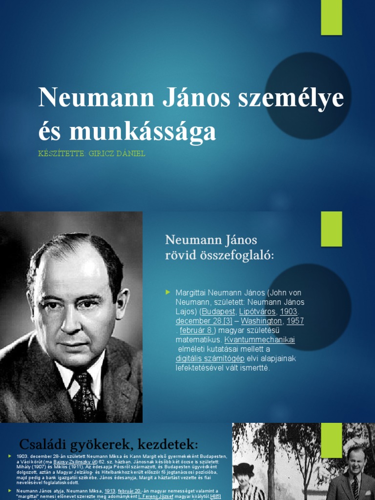 Neumann János Személye És Munkássága | PDF