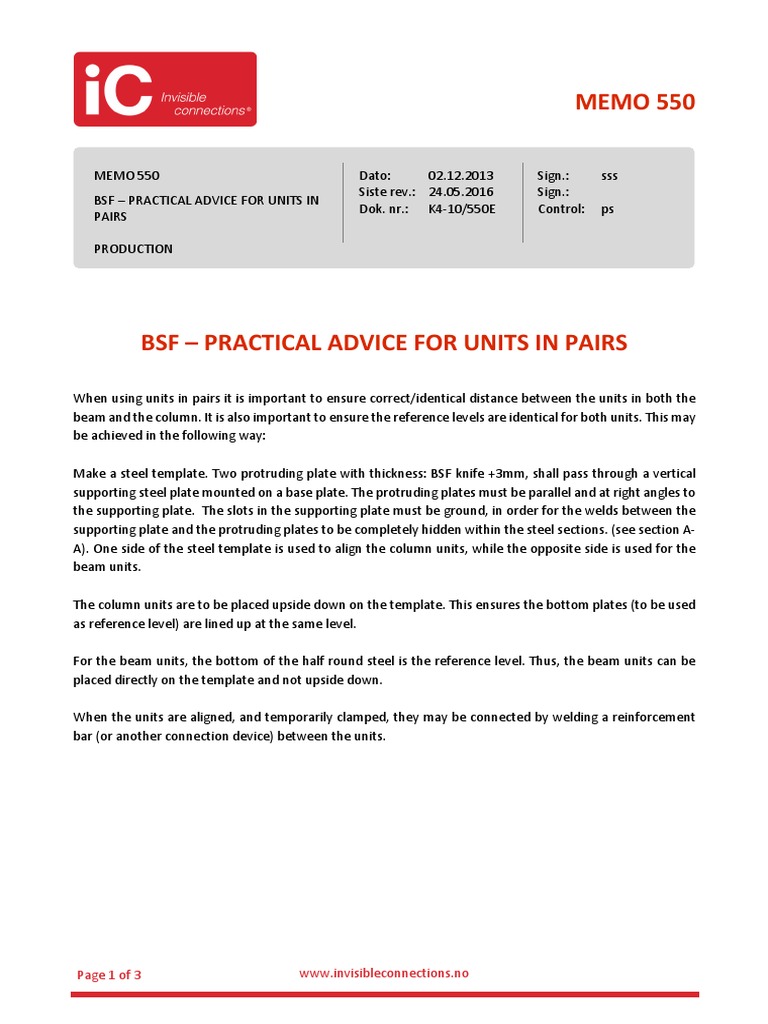 Memo 550 BSF Practical Advice For Units in Pairs | PDF | Mechanical Engineering