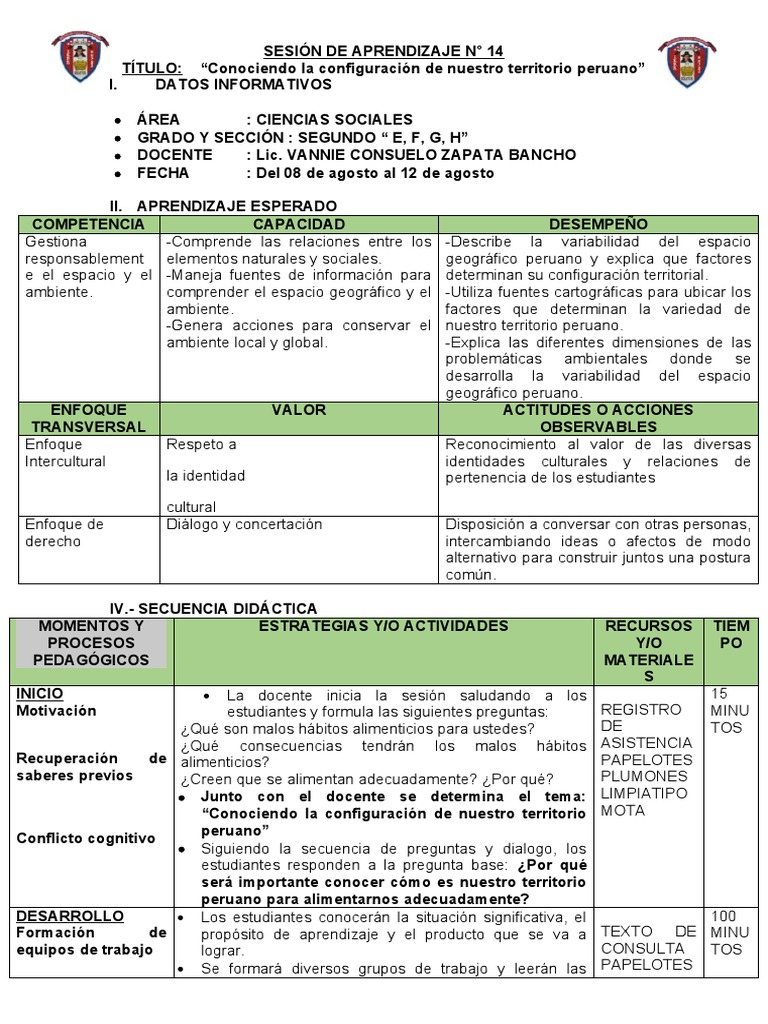 Sesión de Aprendizaje 14 - SEGUNDO CC - SS | PDF | Evaluación | Aprendizaje