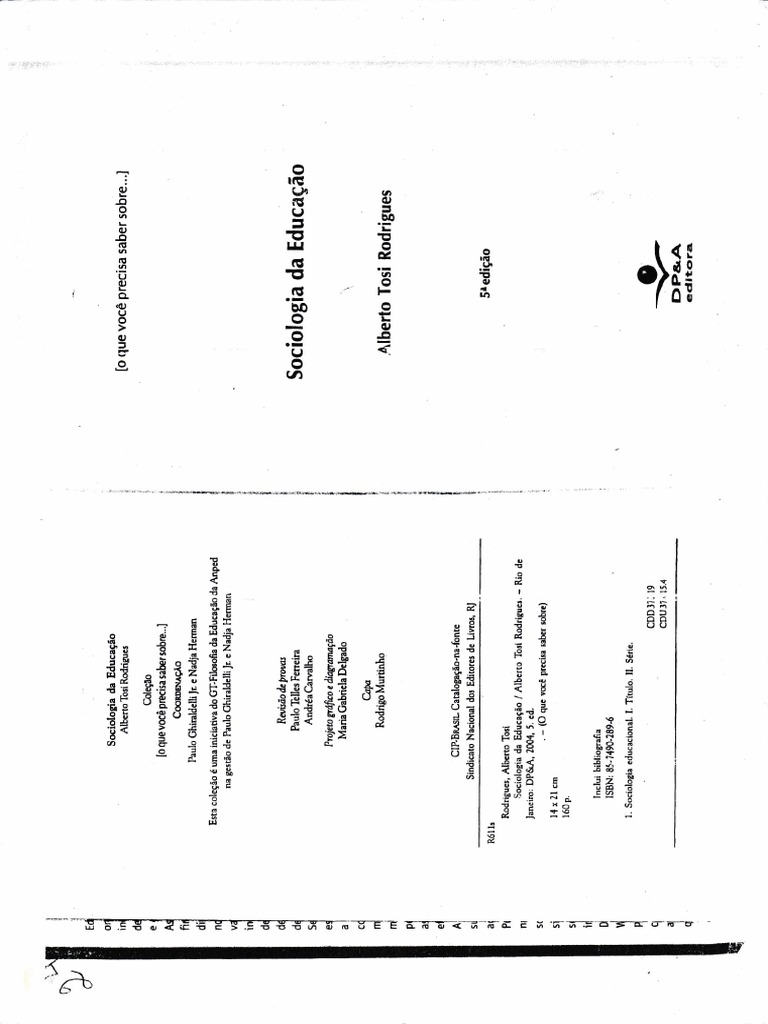 Sociologia Da Educação - Alberto Tosi Rodrigues | PDF
