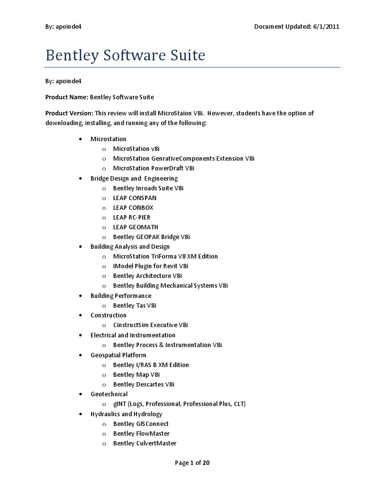 Bentley Student Software | PDF | Email | Microsoft Windows