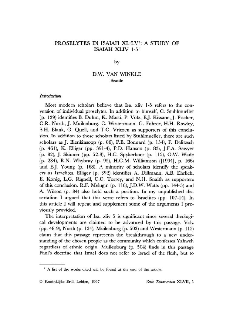 D.W. Van Winkle - Proselytes in Isaiah XL-LV - A Study of Isaiah XLIV 1 ...