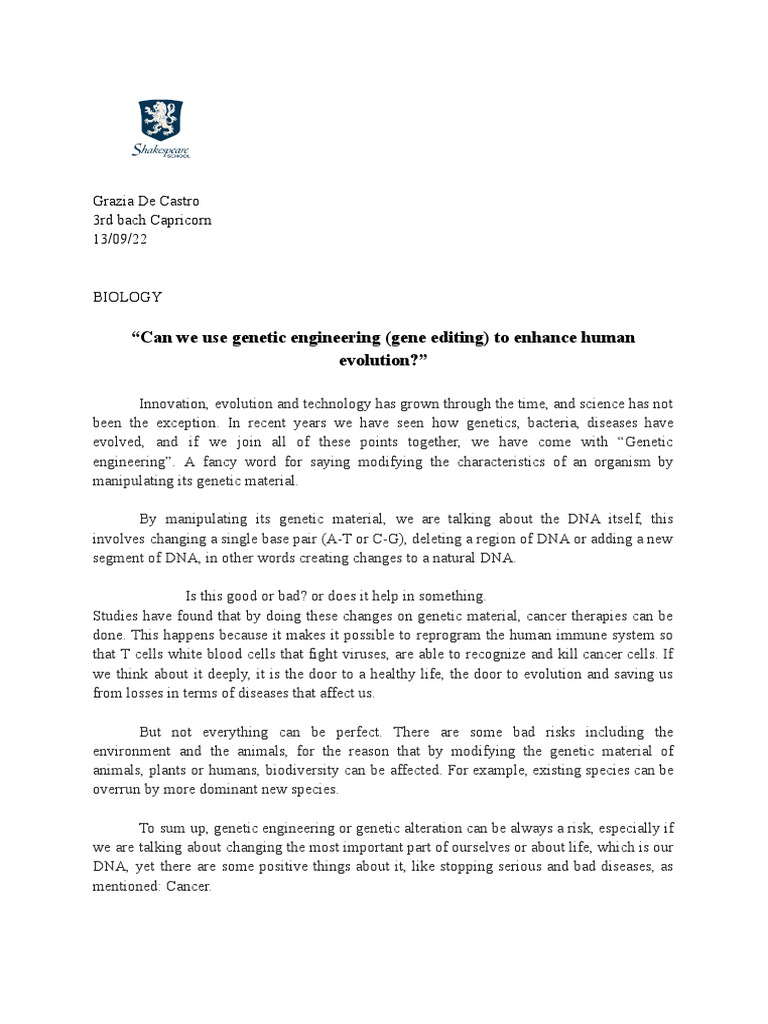 Genetic Engineering and Human Evolution | PDF