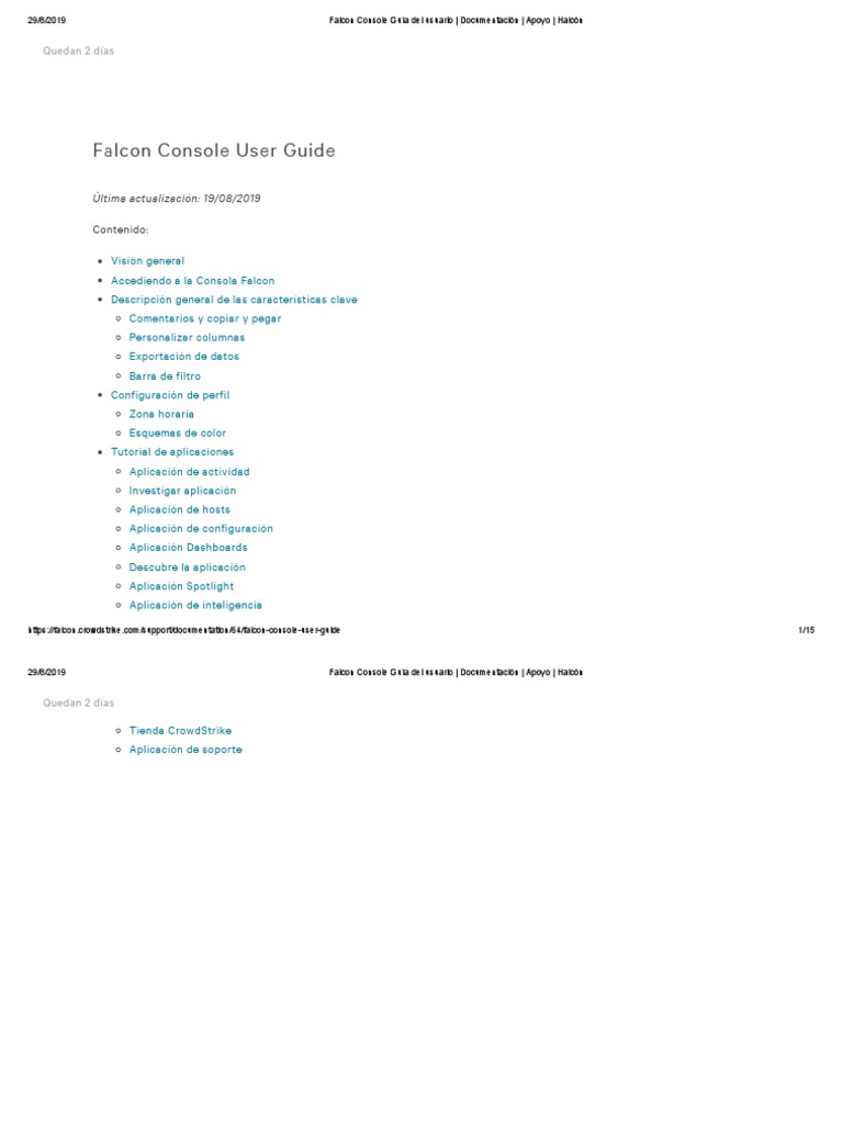 2falcon Console Guía Del Usuario - Documentación - Apoyo - Halcón | PDF
