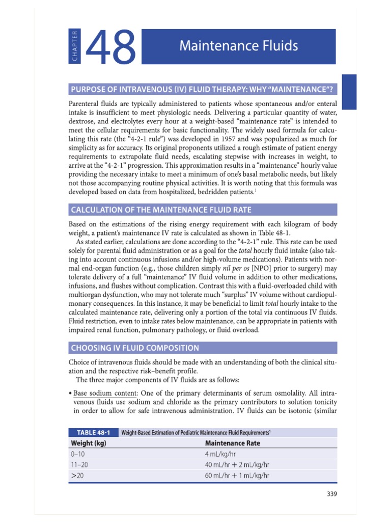 Pediatric IV Fluid Guidelines | PDF | Saline (Medicine) | Intravenous ...