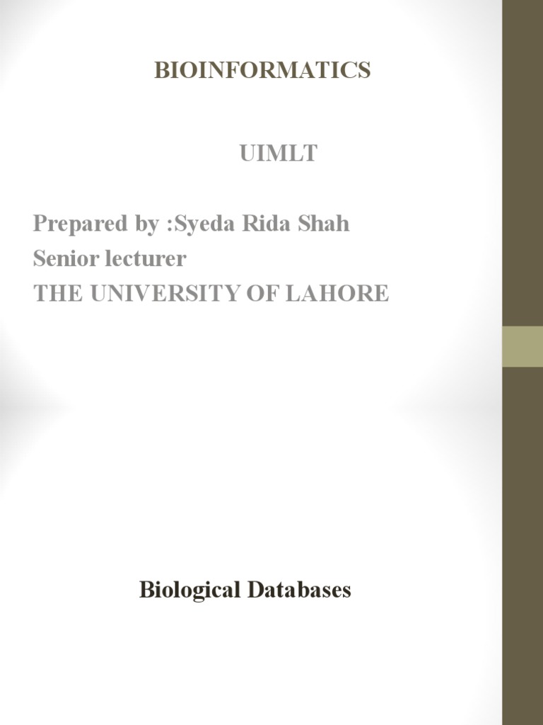 Bioinformatics: Biological Databases Guide | PDF | Bioinformatics ...