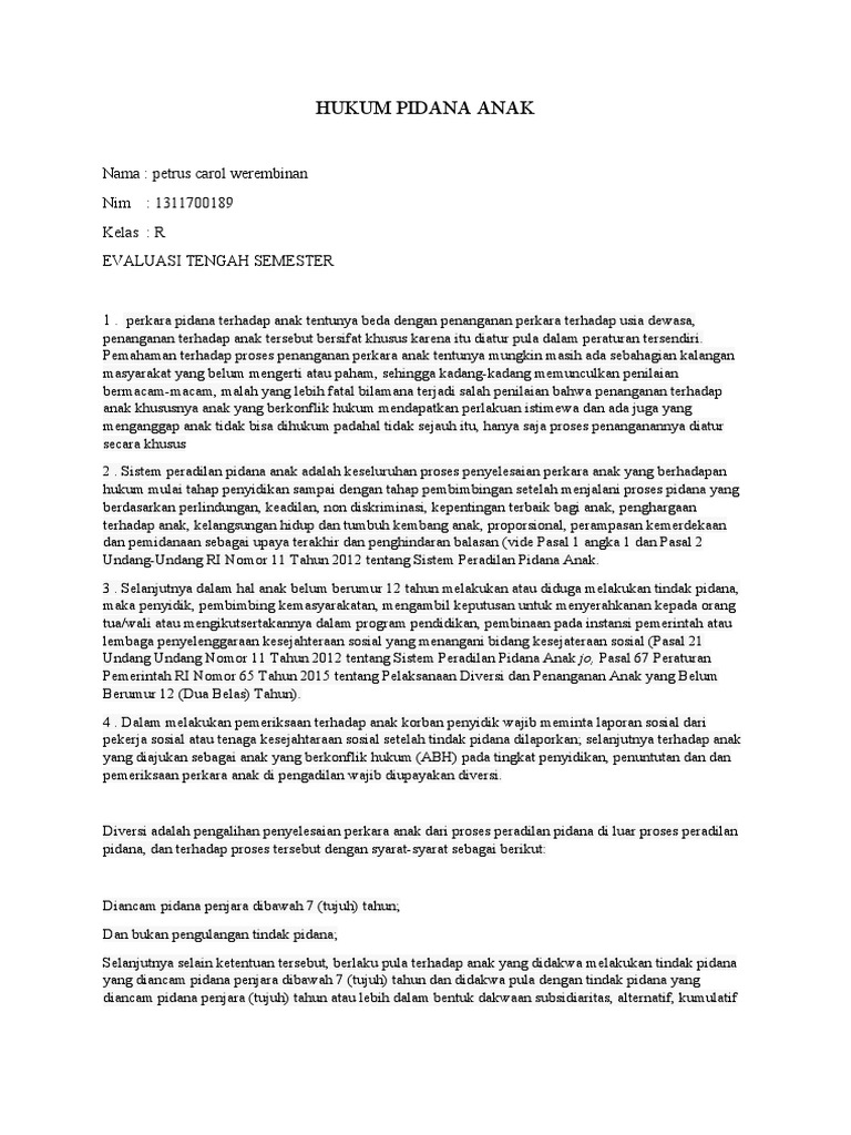 Hukum Pidana Anak Uas | PDF