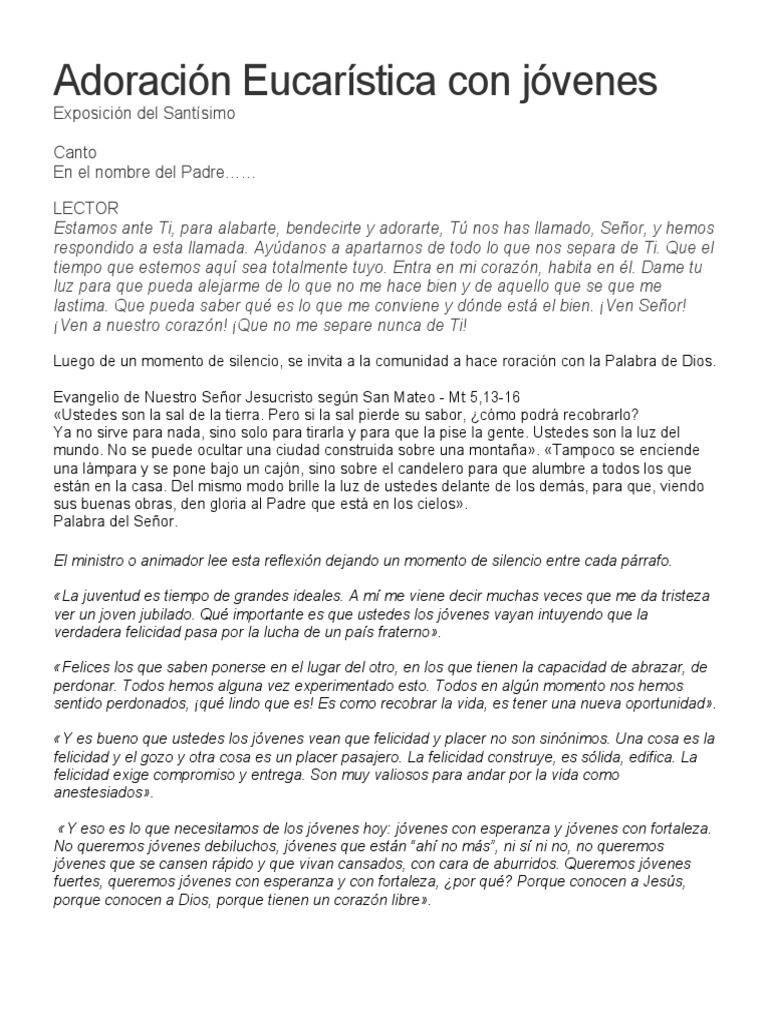 Adoración Eucarística Con Jóvenes | PDF