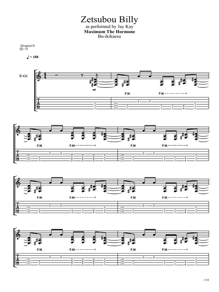 Maximum The Hormone Zetsubou Billy Guitar Cover Pdf