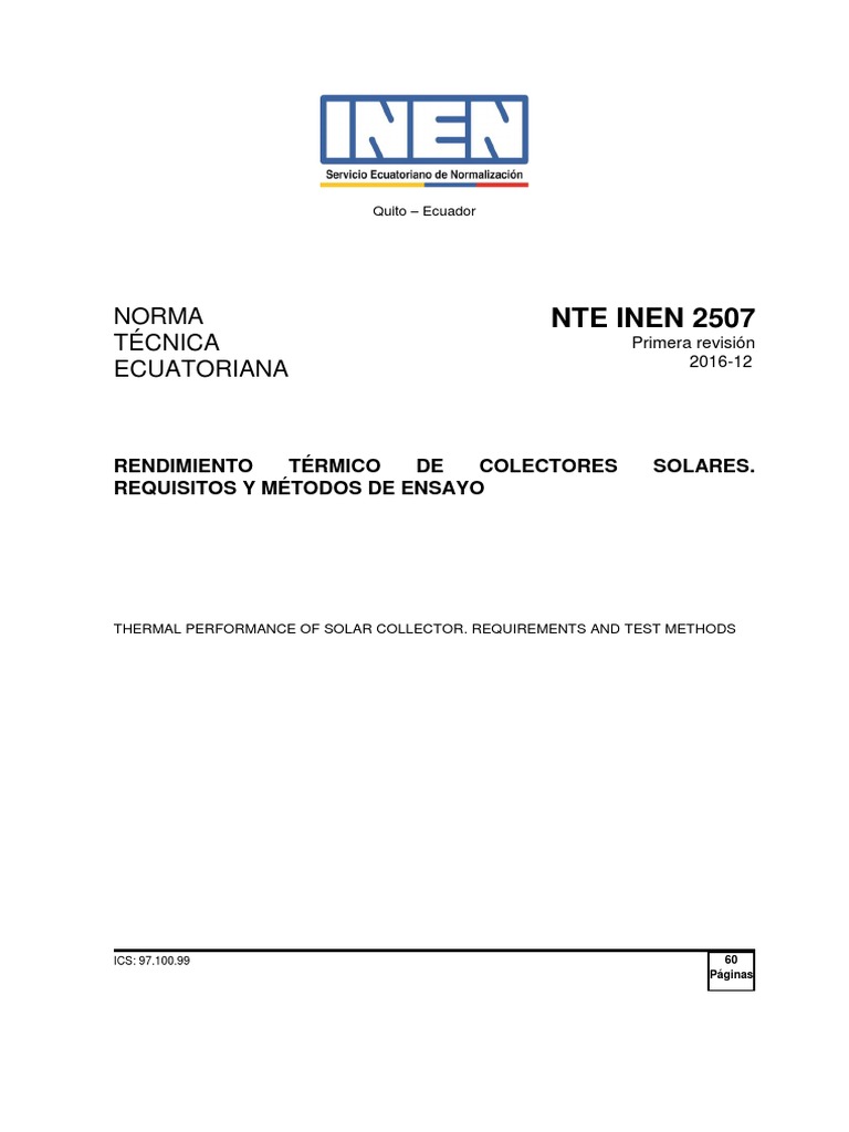 Nte Inen 2507-1 | PDF | Energía solar | Agua