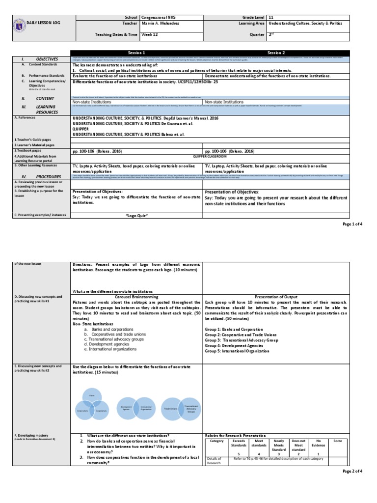 DLL Week 12 | PDF | Learning | Teachers